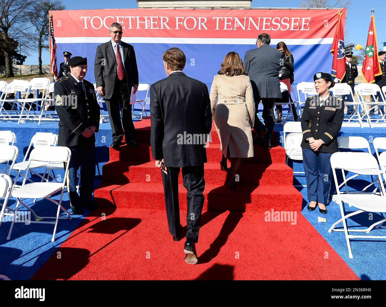 Tennessee Gov. Bill Haslam leaves the stage after his inauguration for ...