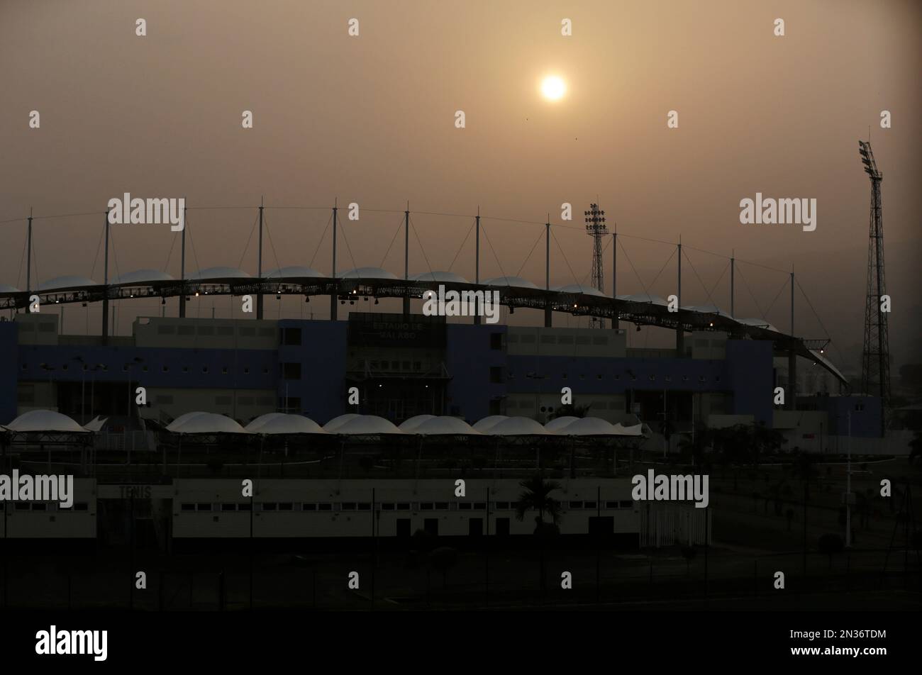 Sun raises over the Estadio De Malabo, one of the venue for the African ...