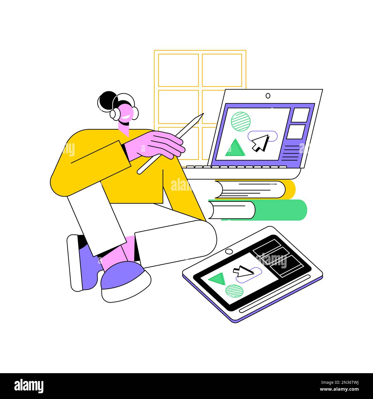 Graphic design classes isolated cartoon vector illustrations. Girl ...