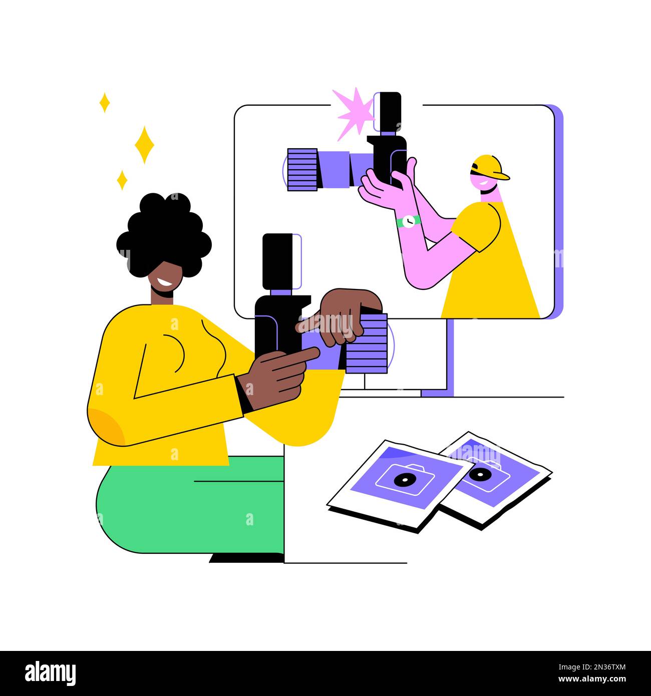 Photography isolated cartoon vector illustrations. Girl having ...