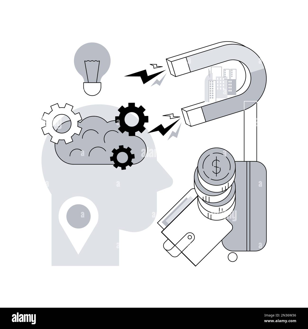 Brain drain abstract concept vector illustration. Emigration of ...