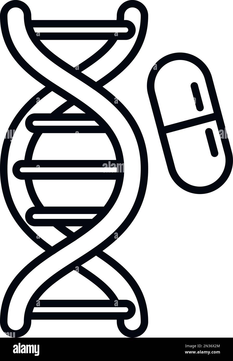 Antibiotic dna resistance icon outline vector. Bacteria drug. Pill ...