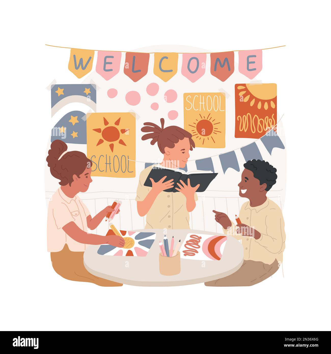 Classroom design isolated cartoon vector illustration. Classroom ...