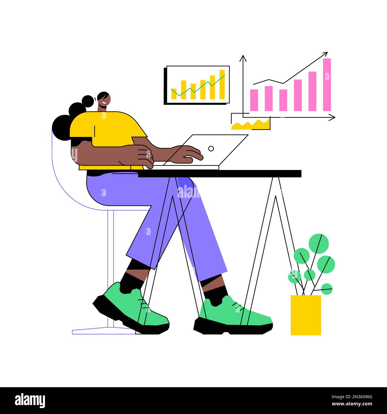 Blogging isolated cartoon vector illustrations. Girl SEO manager ...