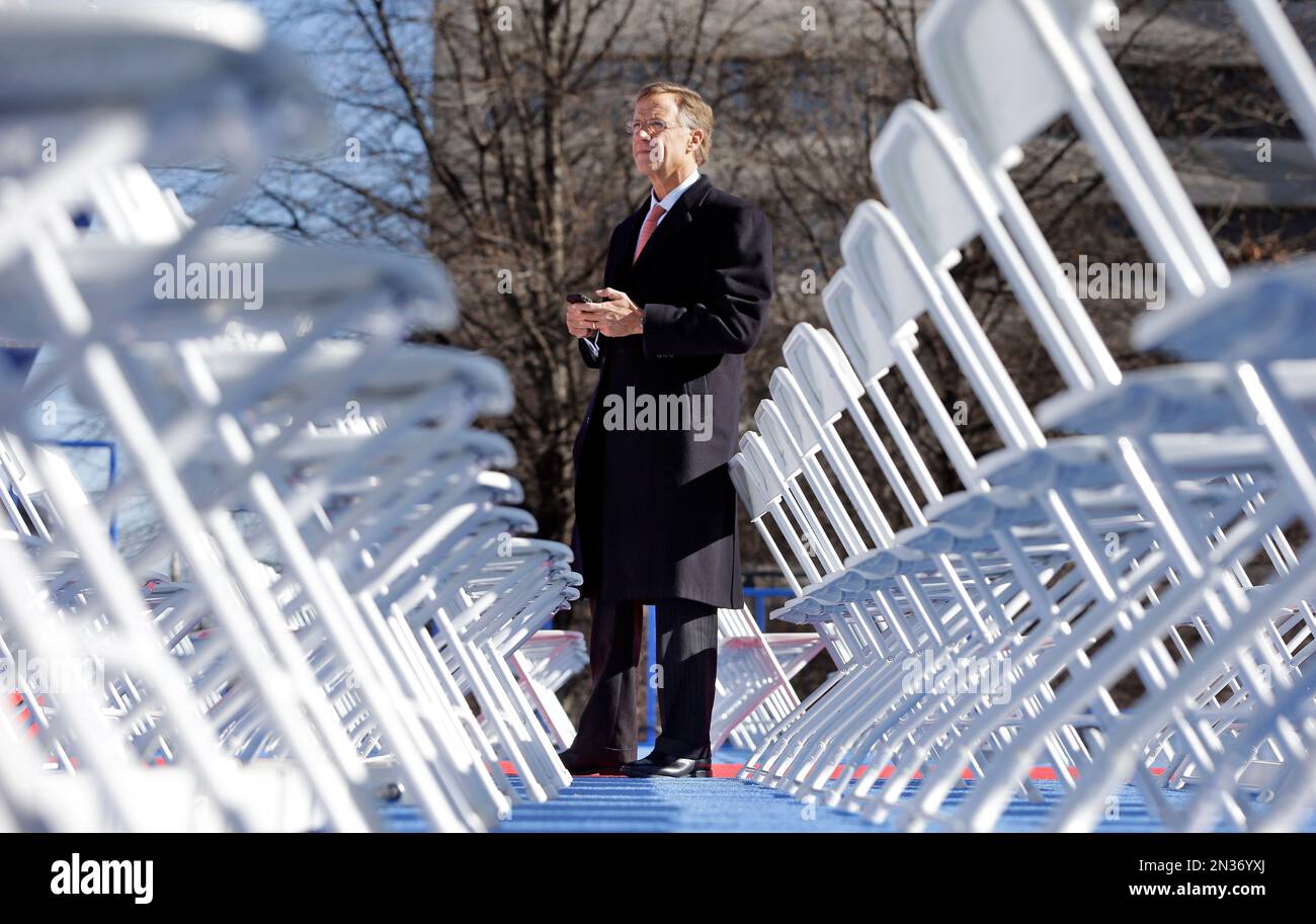 Tennessee Gov. Bill Haslam visits the site of his inauguration for his ...