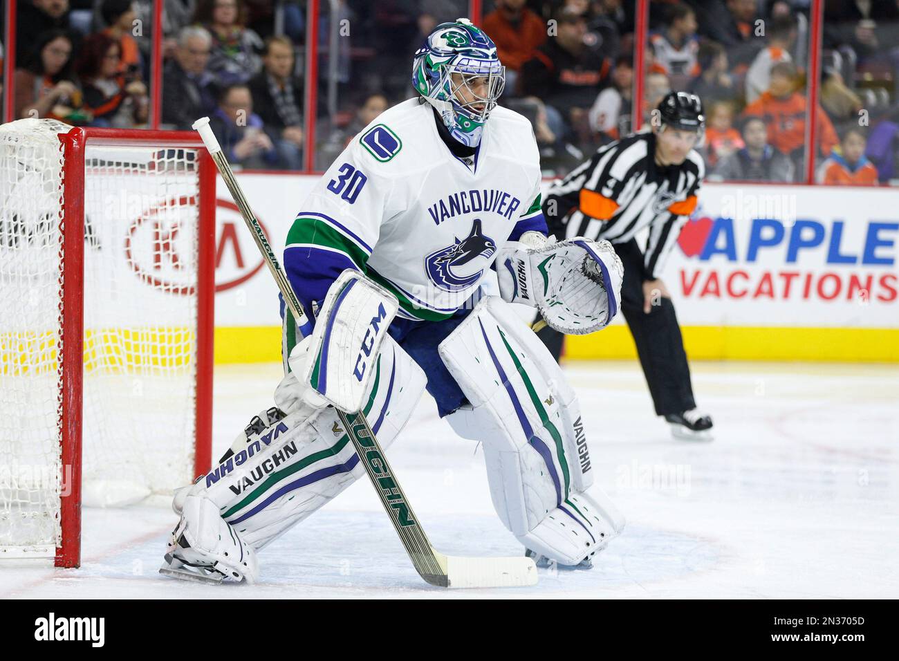 Vancouver Canucks goalie Ryan Miller in action during the second period ...