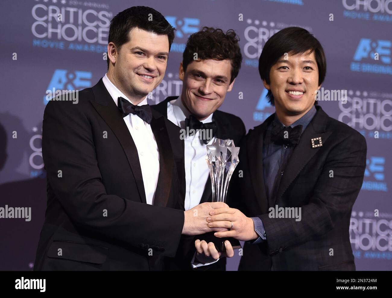 Christopher Miller, from left, Phil Lord, and Dan Lin pose with the ...