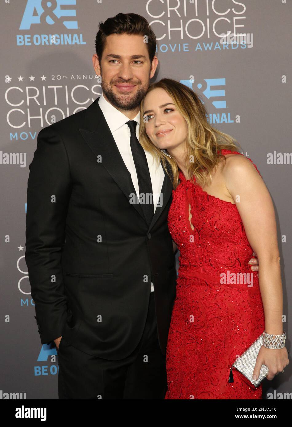 John Krasinski, left, and Emily Blunt arrive at the 20th annual Critics ...