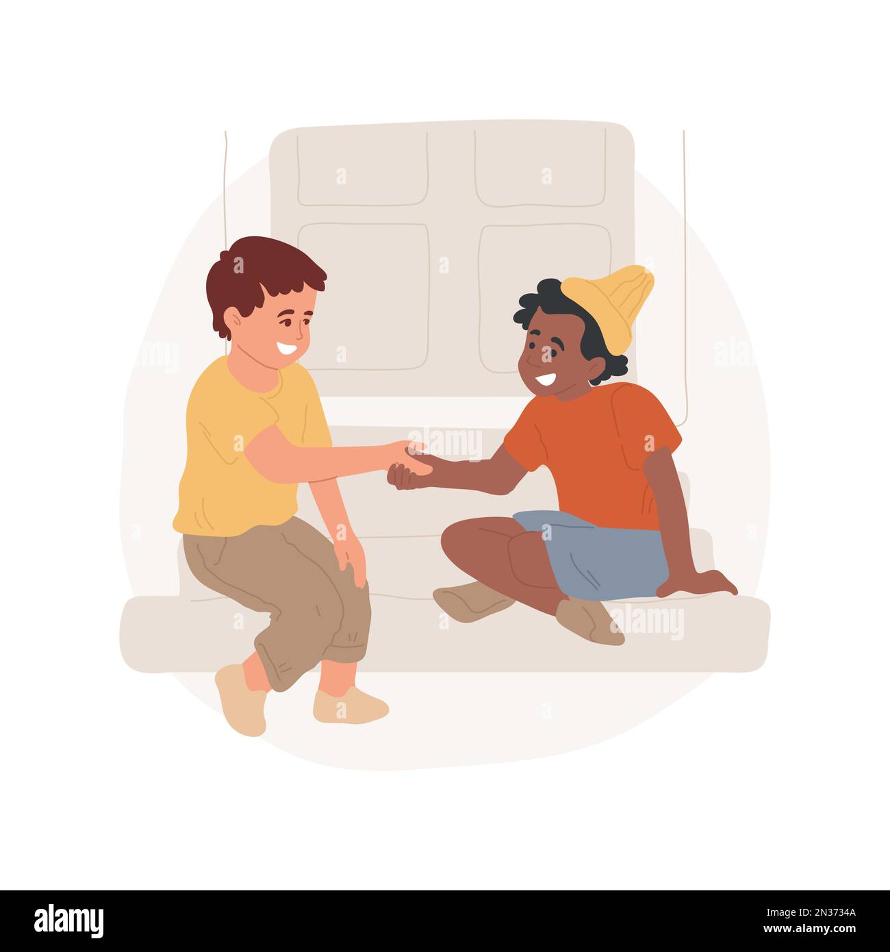 Meeting new friends isolated cartoon vector illustration. child ...