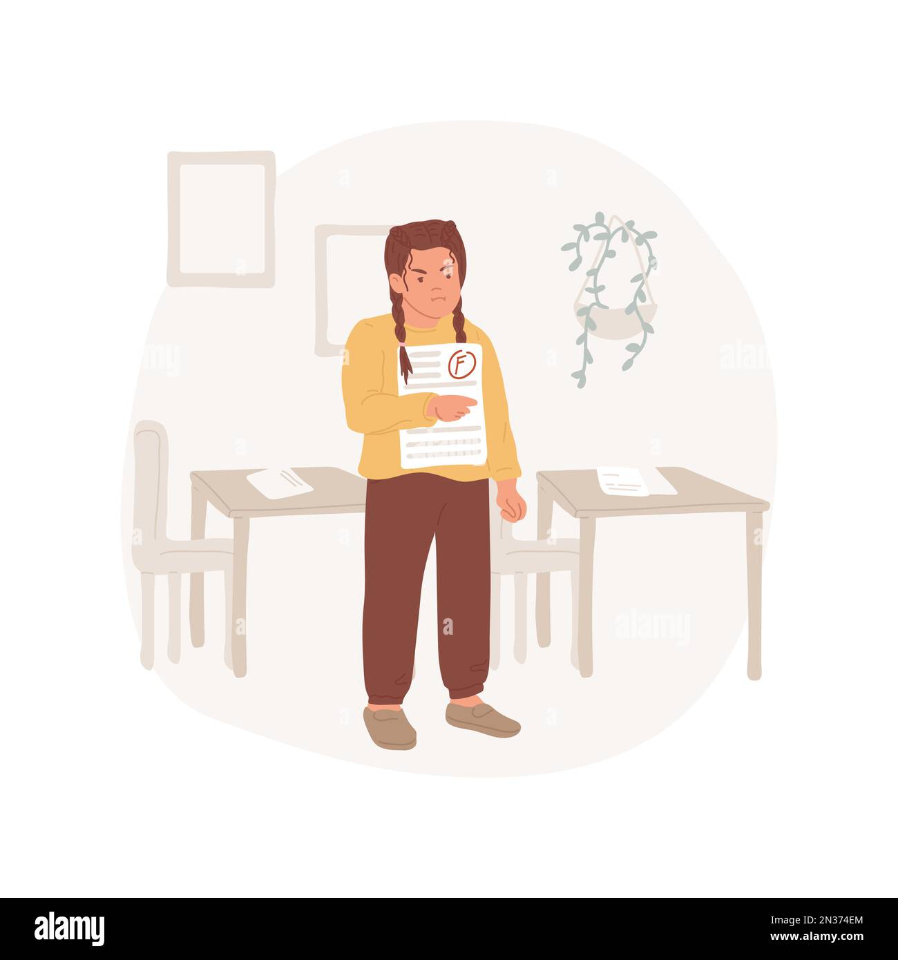 Anger about grades isolated cartoon vector illustration. Negative ...