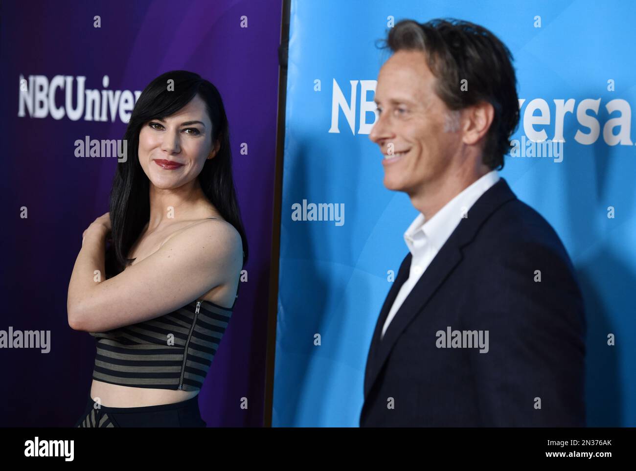 Kyra Zagorsky, left, a cast member in the Syfy series "Helix," and ...