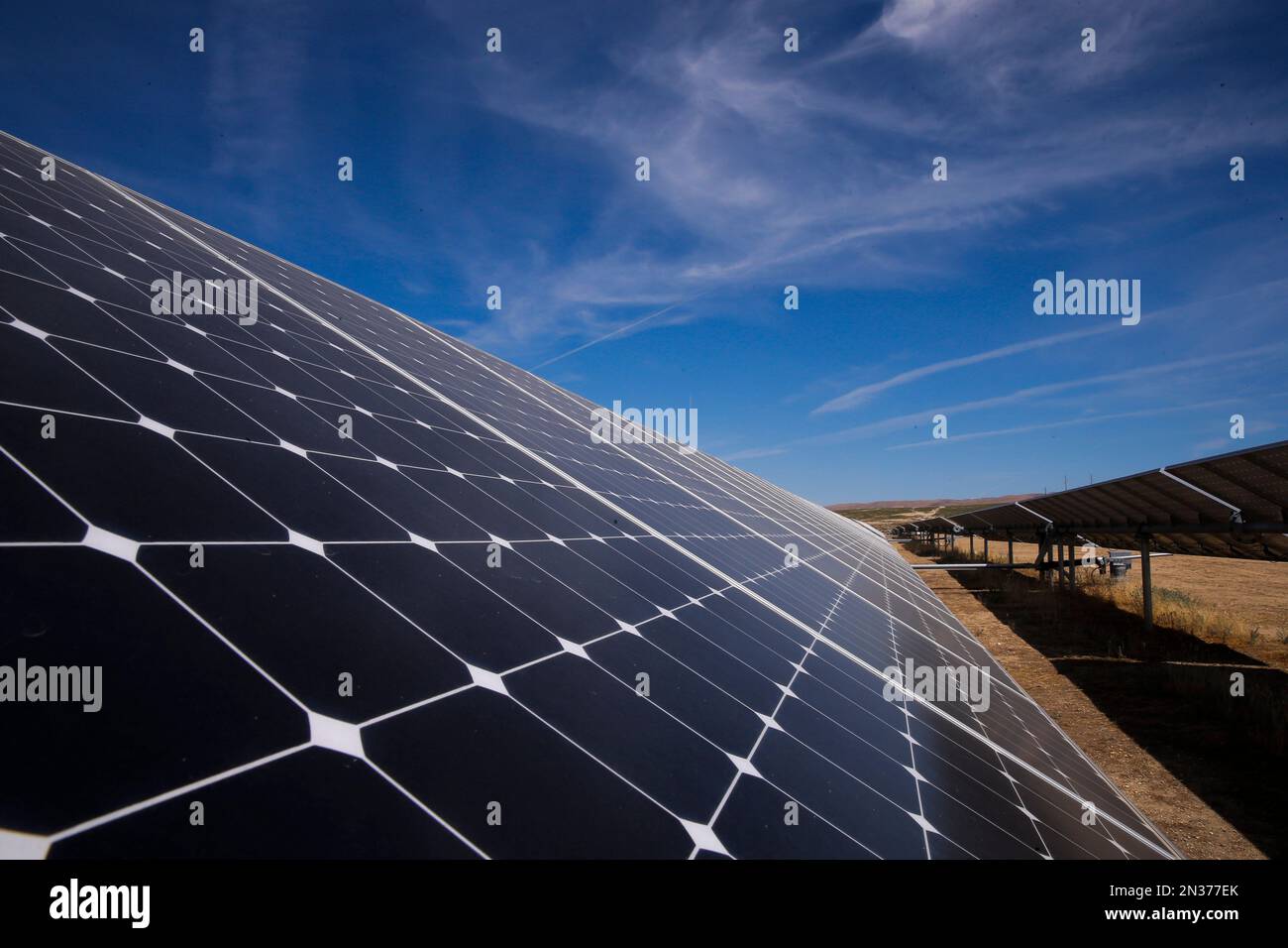 A view of some of the 749,088 solar panels at the California Valley ...