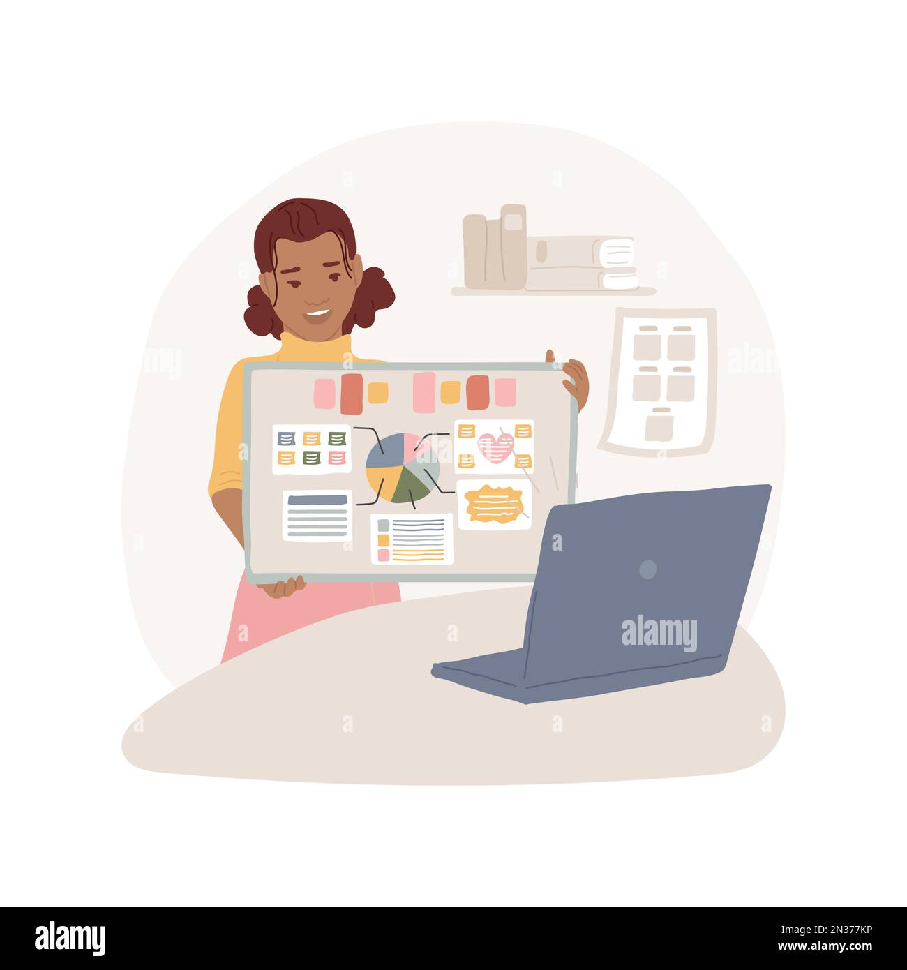 Presentation isolated cartoon vector illustration. Teenage girl ...