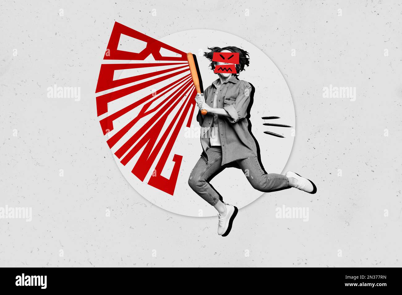 Creative photo 3d collage illustration of angry dangerous woman jumping ...