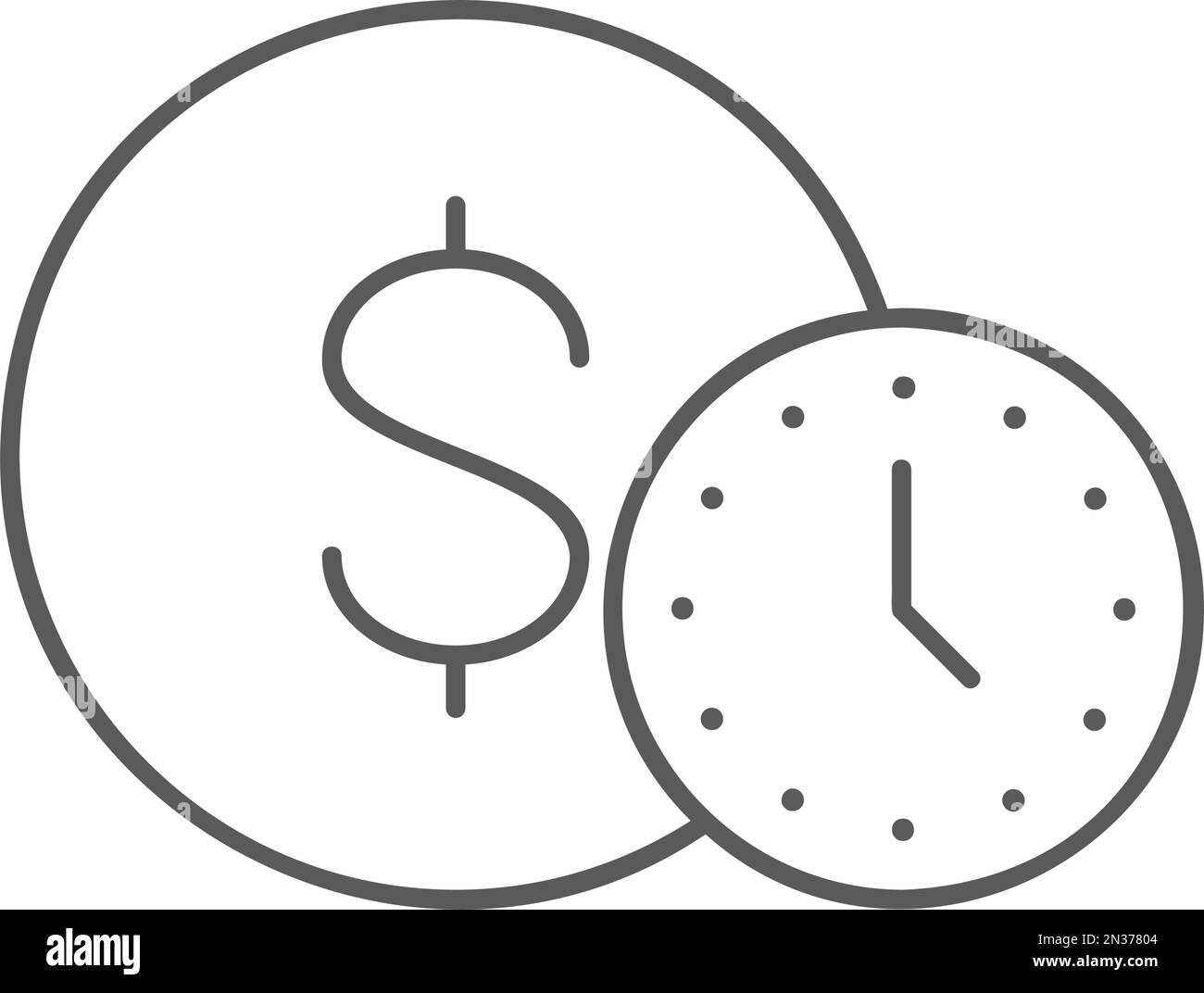 Coin with clock, easy instant credit, loan payment, fast money lineal ...