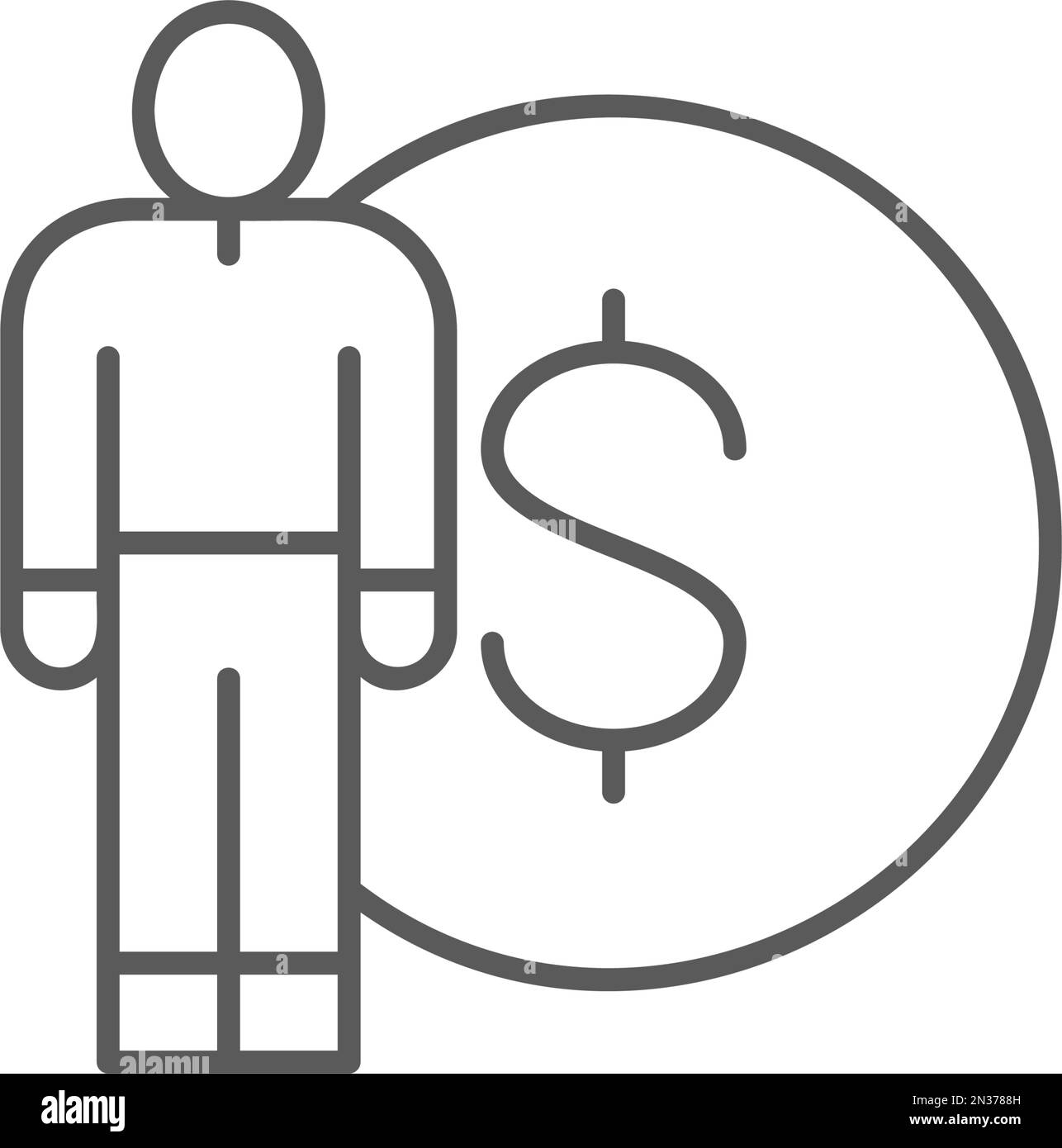 Man with coin lineal icon. Finance, payment, invest finance symbol ...