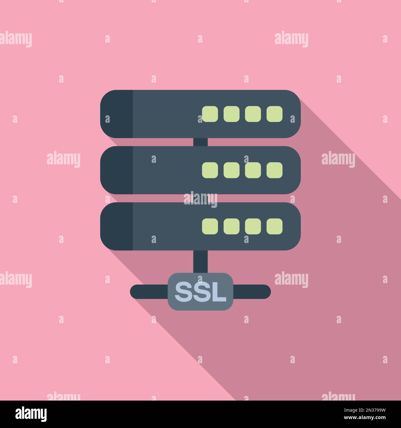 SSL certificate server icon flat vector. Network security. Safety data ...