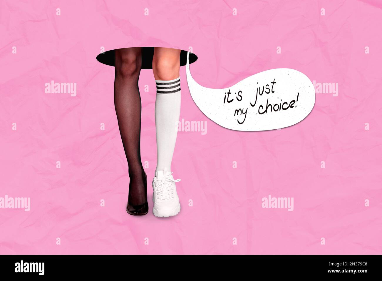 Creative photo collage of bodyless open minded woman express yourself ...