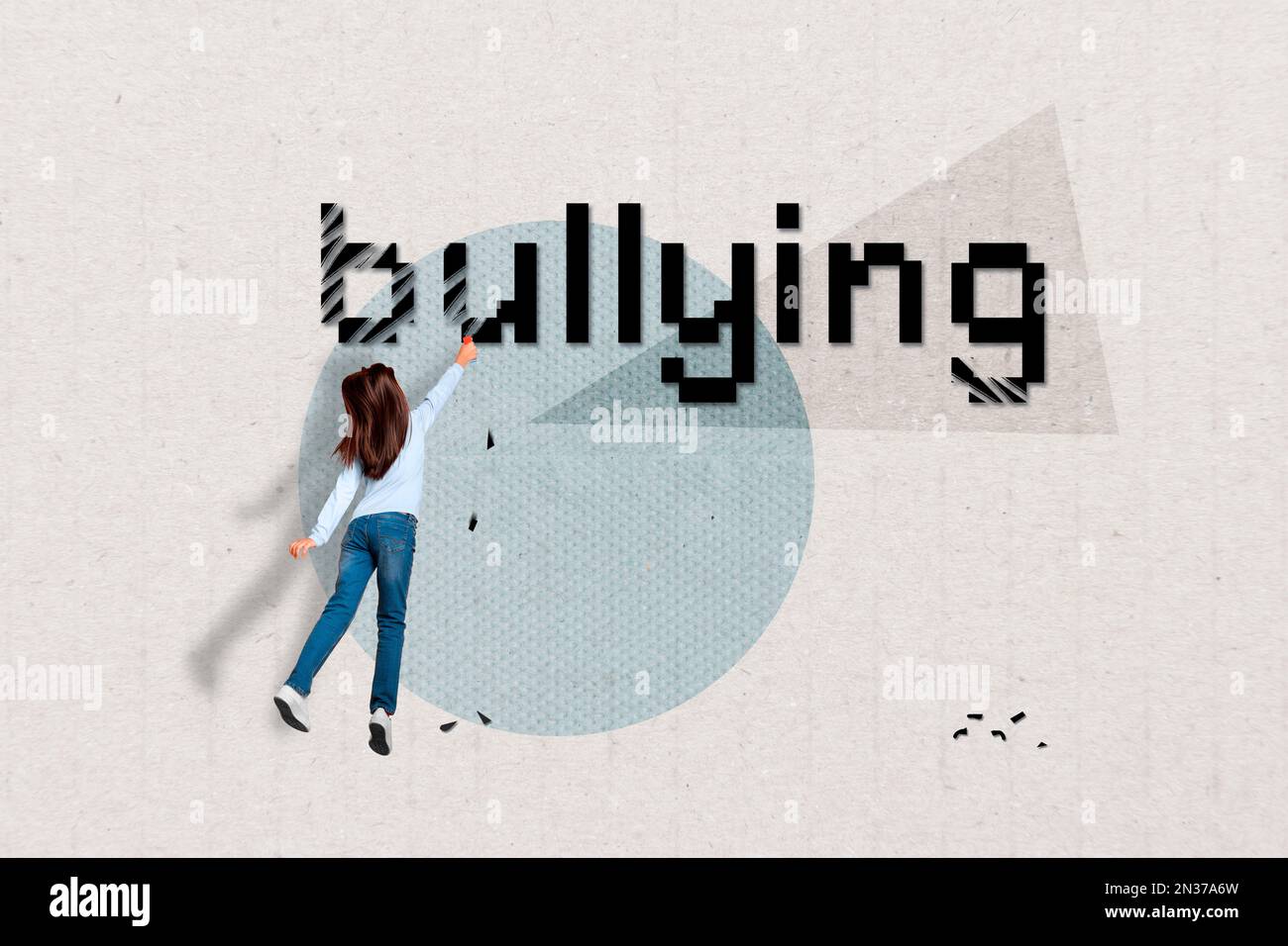 Photo artwork design collage poster of little schoolgirl against social ...