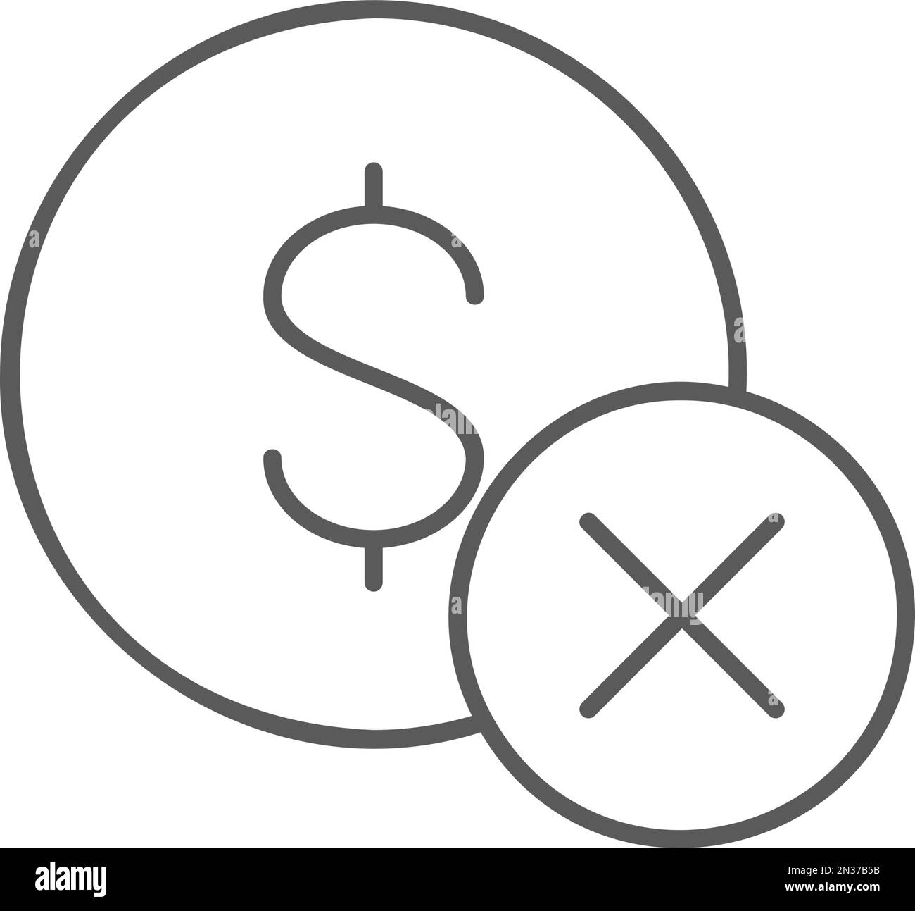 Coin with cross marks, rejected, incorrect lineal icon. Finance ...