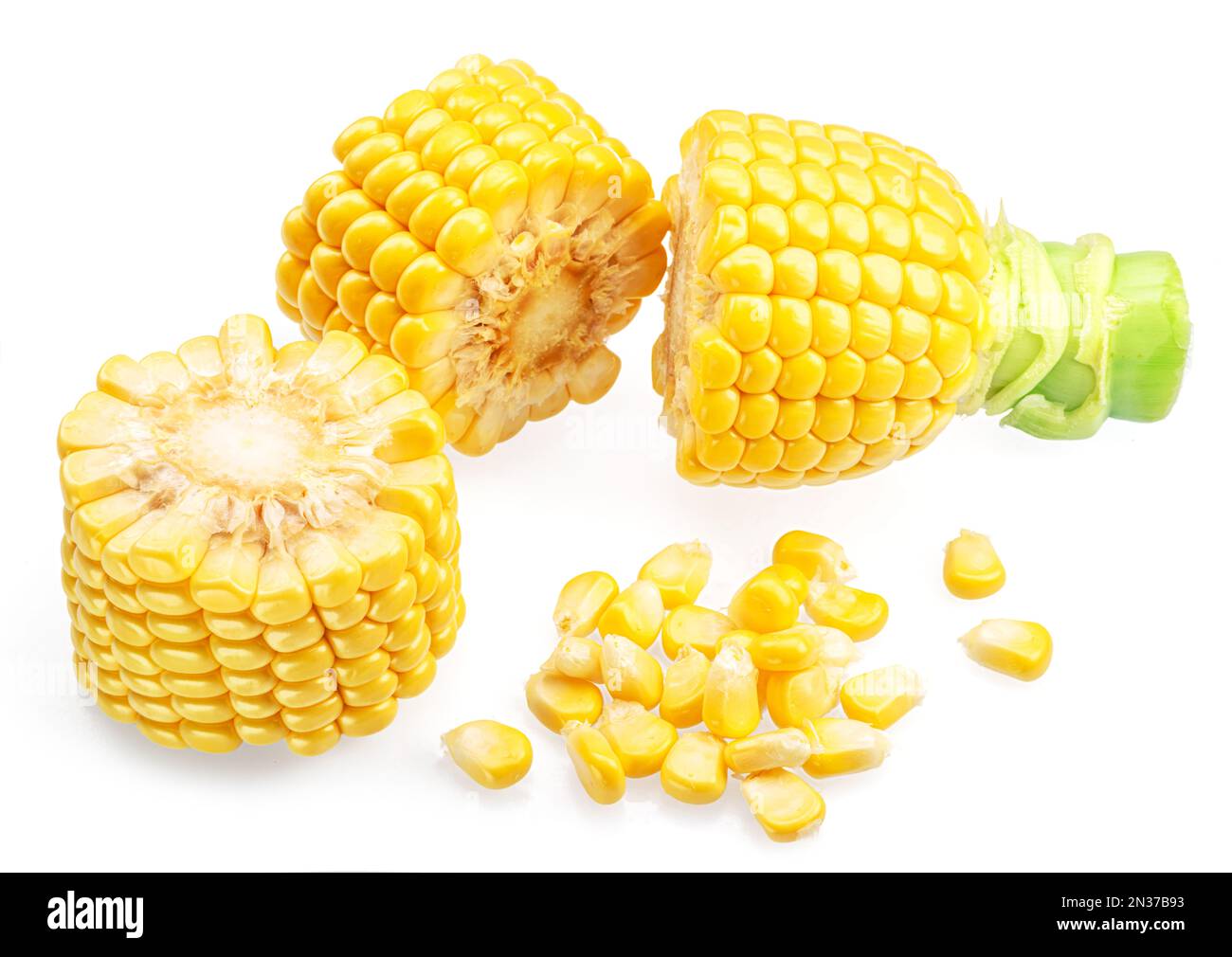 Cuts of maize cob or corn cob isolated on white background Stock Photo ...