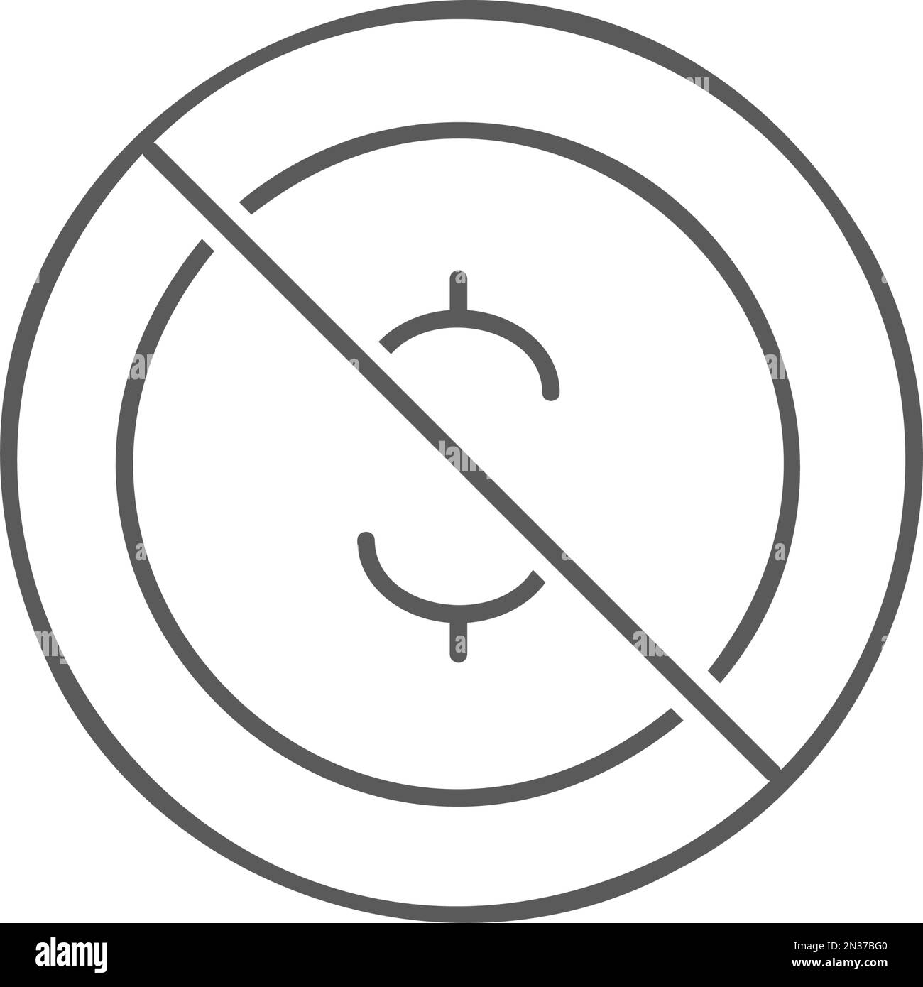 Coin with prohibition sign, no money, coin rejection lineal icon ...