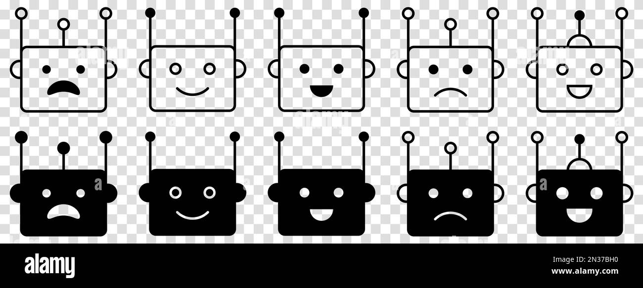 Set Of Cute Chatbot Face Robot Icons Design Can Use For Web And Mobile App Vector Illustration