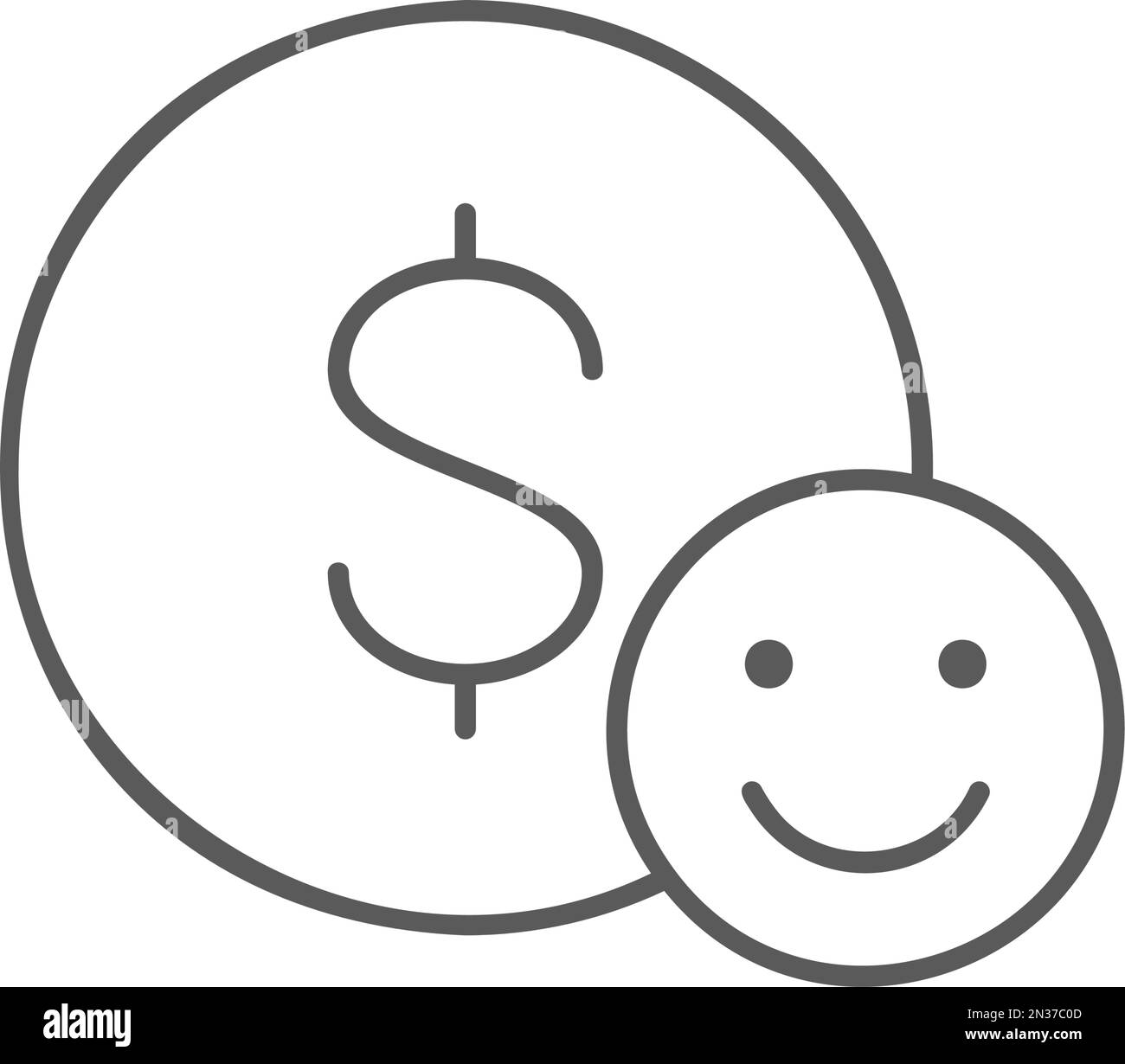 Coin with happy face, money insurance, like, positive feedback lineal ...