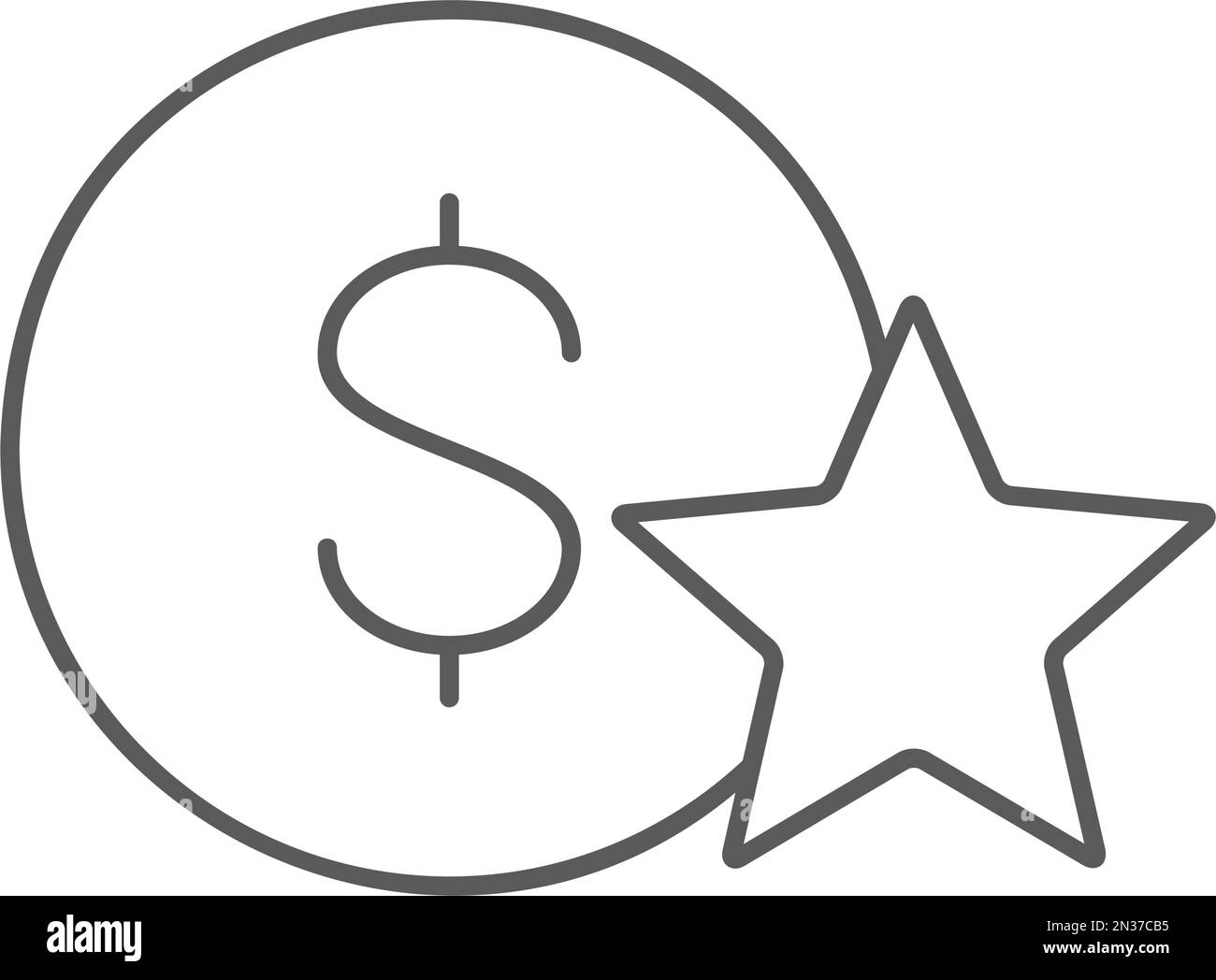 Coin with star, star rating, feedback lineal icon. Finance, payment ...