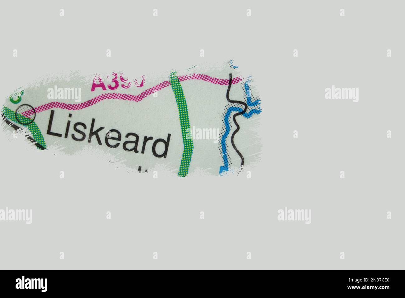 Liskeard, United Kingdom atlas map town name - painting Stock Photo - Alamy