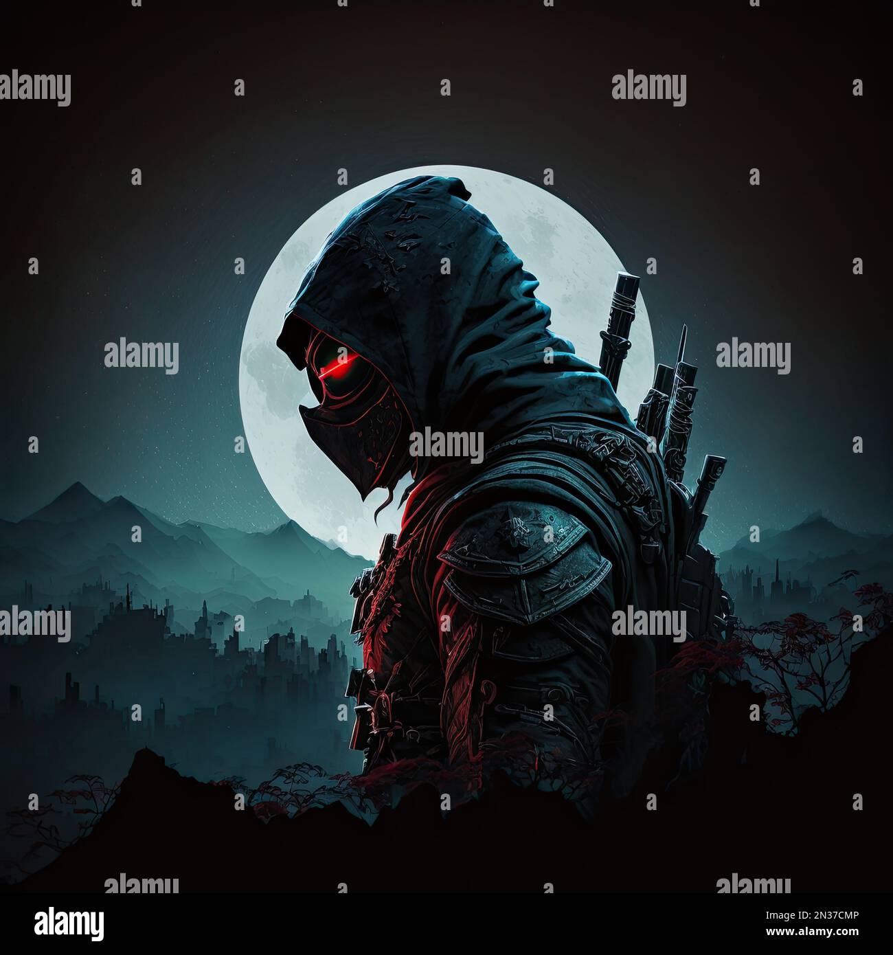 Japan yakuza geisha with fox and katana art hi-res stock photography ...