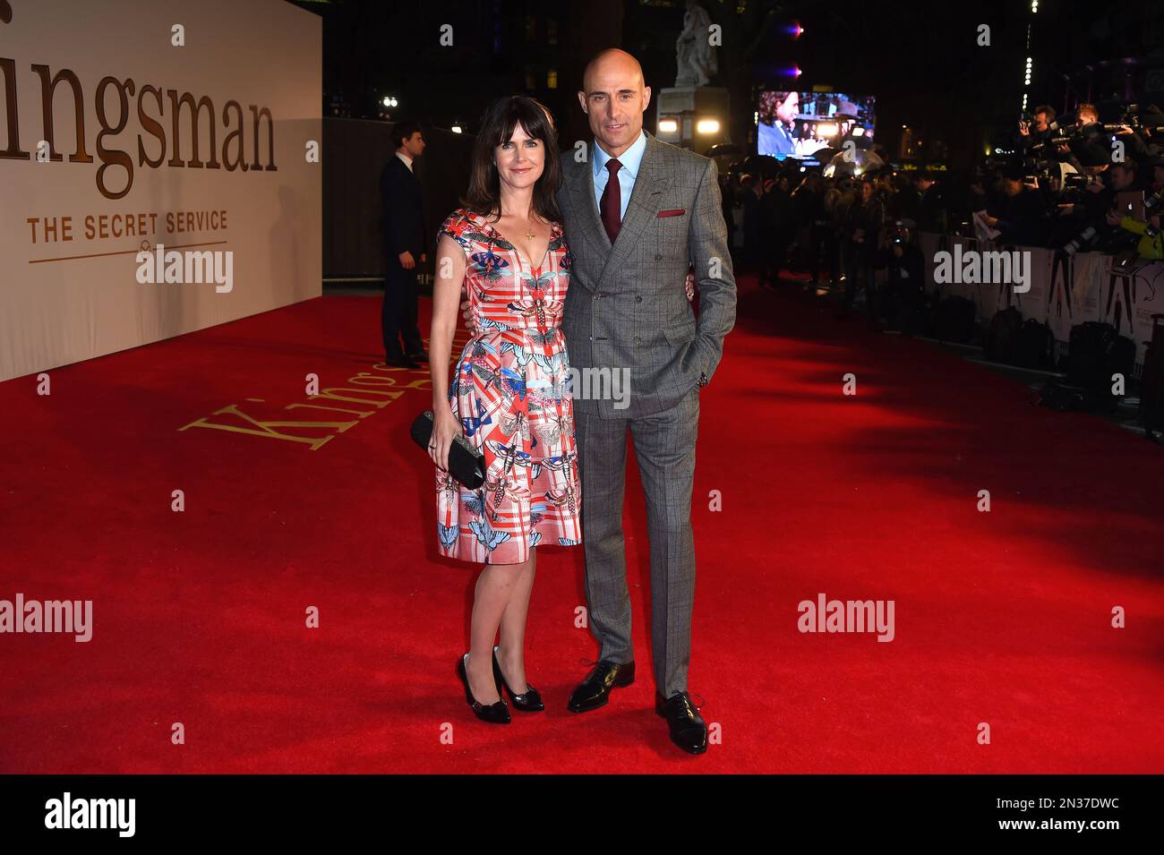 Actor Mark Strong, right, and his wife Liza Marshall pose for ...