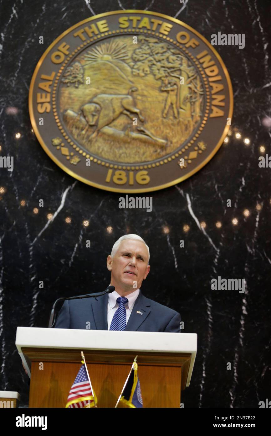 Indiana Gov. Mike Pence delivers his State of the State address to a ...