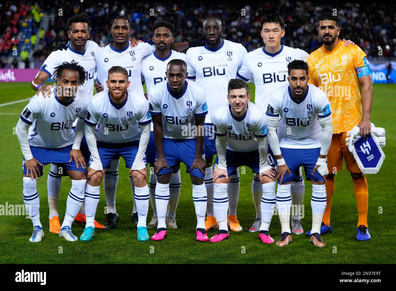 Al Hilal players pose ahead of the FIFA Club World Cup semi final match ...