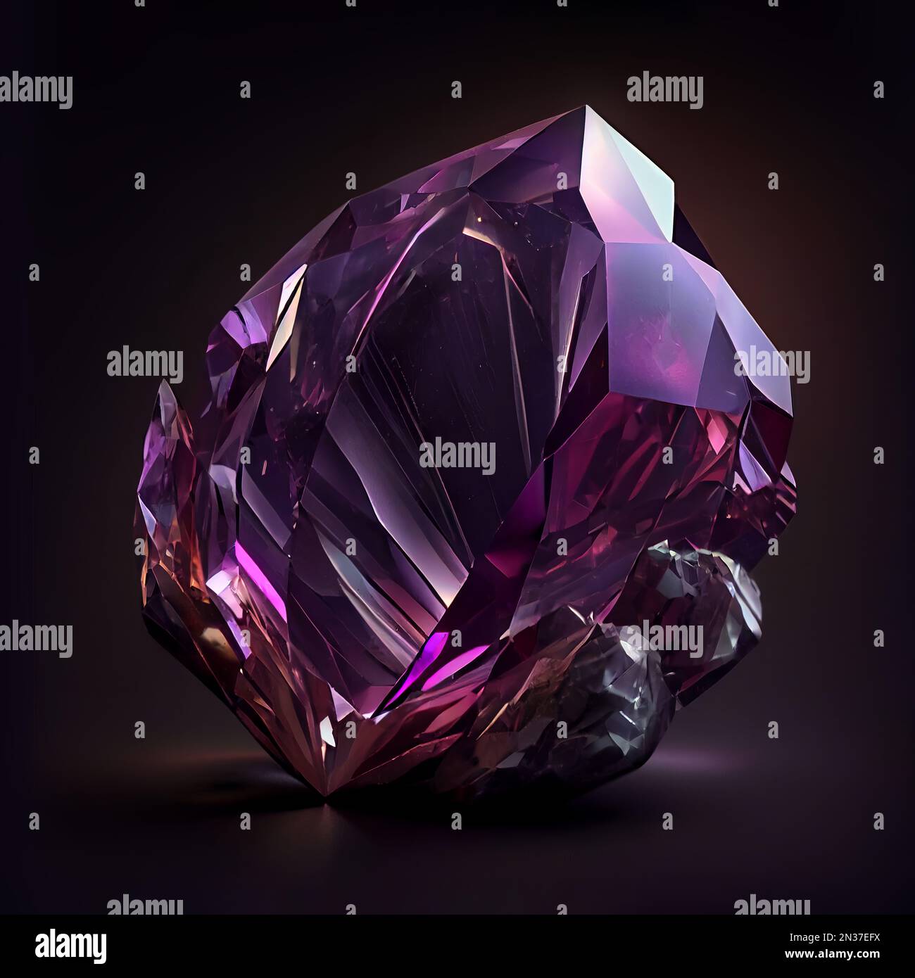 Shiny violet crystal Amethyst gem isolated on black background. Natural ...