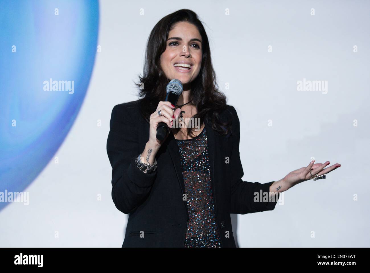 Roberta Medina speaks at the Rock in Rio Press Event at The Village ...