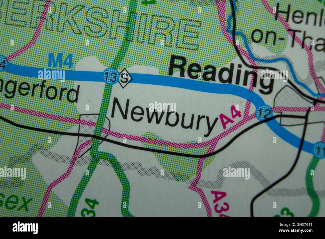 Newbury, United Kingdom atlas map town name Stock Photo - Alamy
