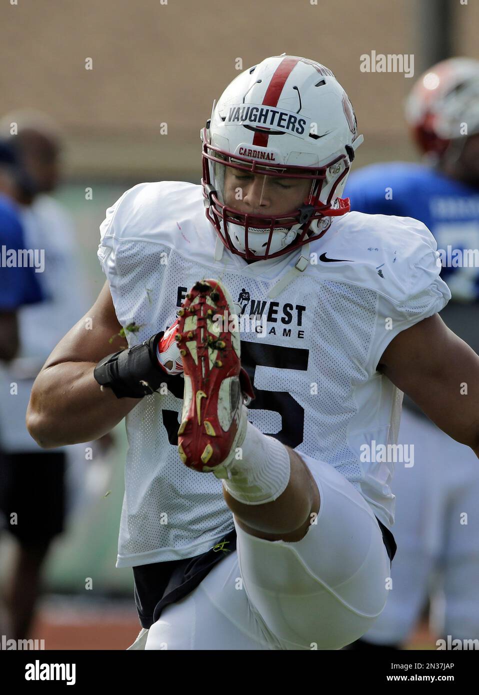 West linebacker James Vaughters, of Stanford, during practice for the ...