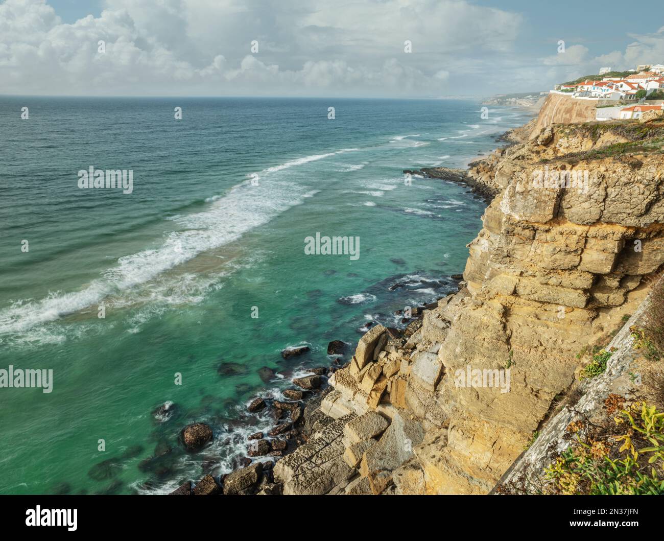 Marvelous view on Azenhas do Mar, small town at Atlantic ocean coast ...