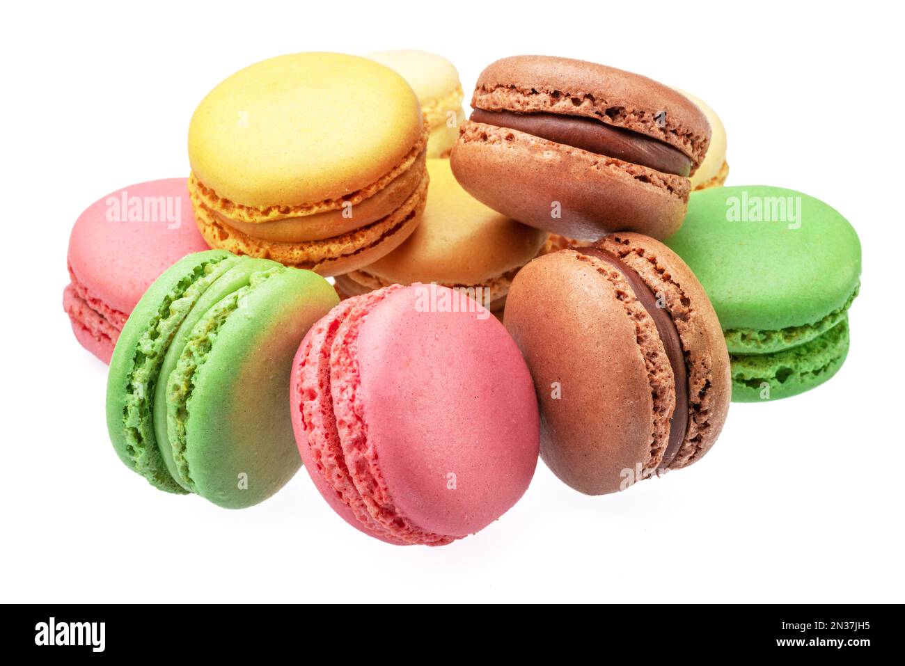 Colorful french macarons isolated on white background Stock Photo - Alamy