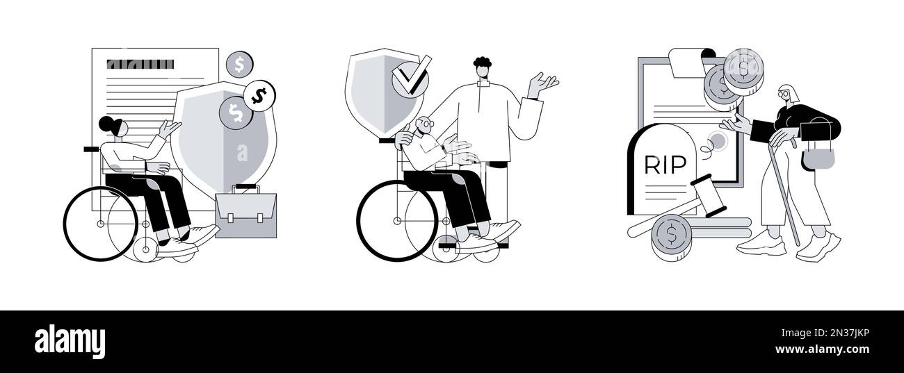 State allowance abstract concept vector illustration set. Disability ...