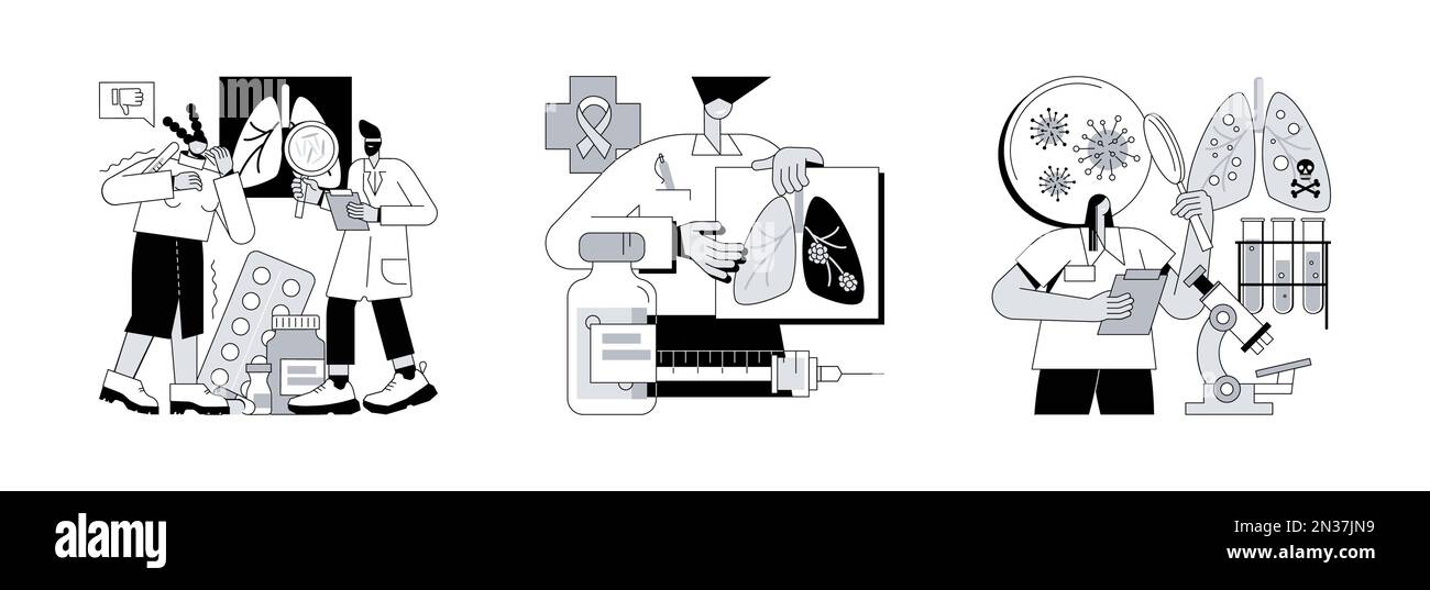 Lung disease abstract concept vector illustration set. Tuberculosis and ...