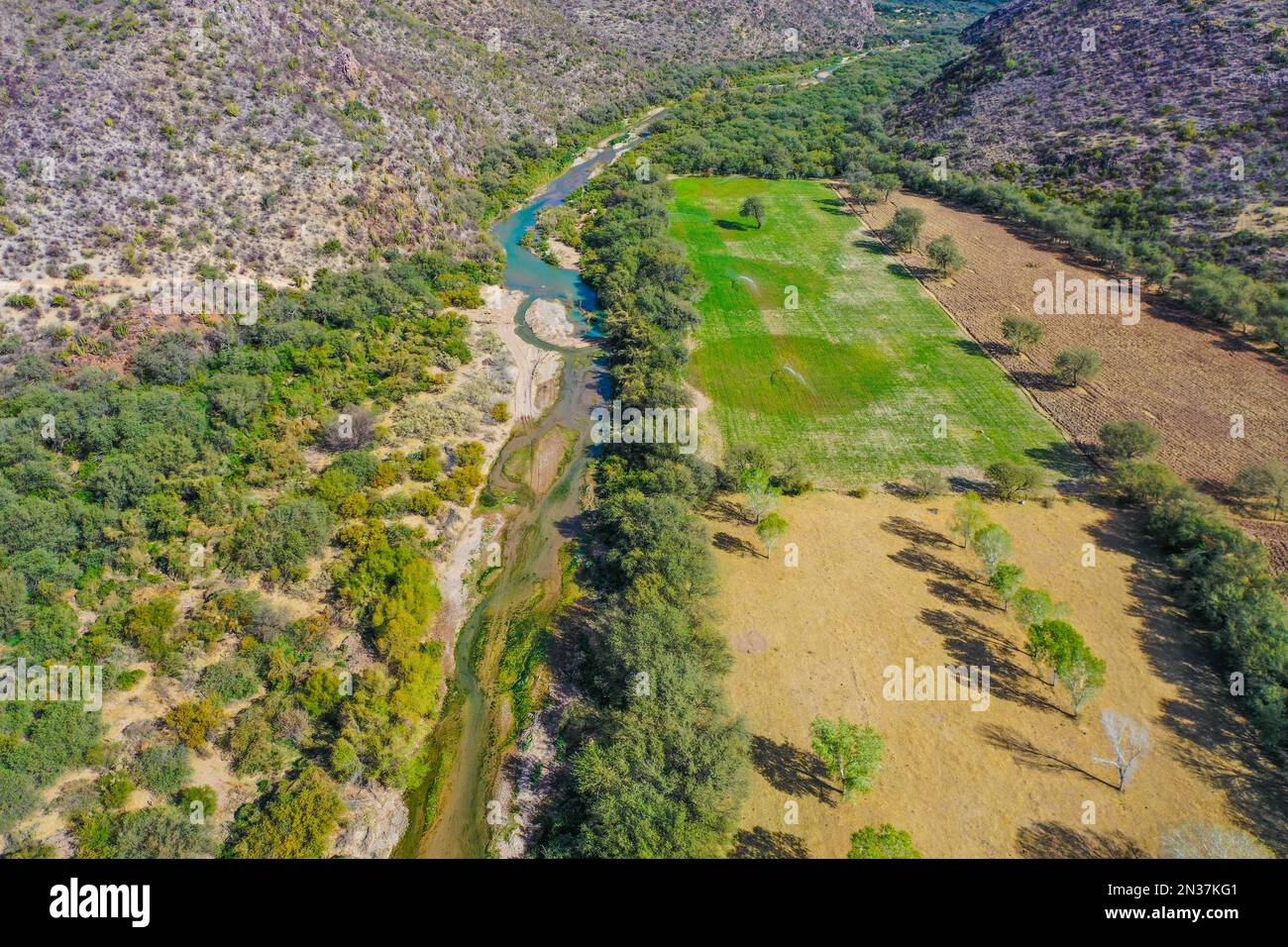 Sprinklers for irrigation of El Gavilán plot in Ures, Sonora Mexico ...