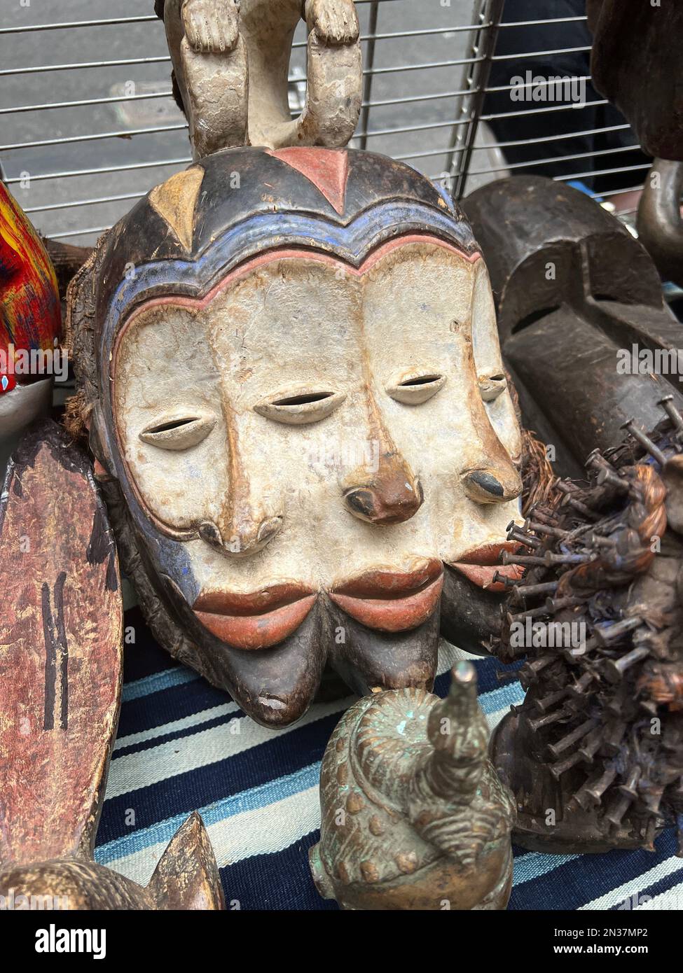 Contemporary African Masks for sale outside the Museum of Modern Art ...