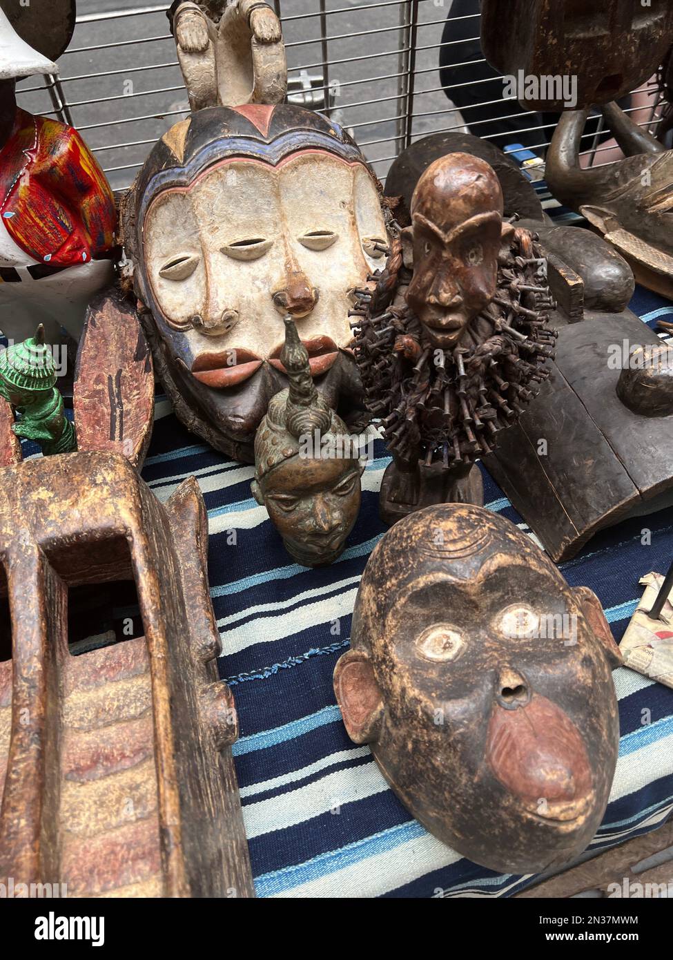 Contemporary African Masks for sale outside the Museum of Modern Art ...