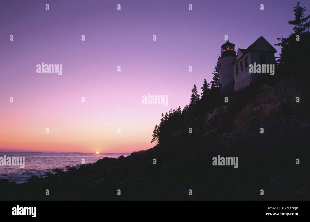 Bass Harbor Head Lighthouse at Sunset, Acadia National Park, Maine, USA ...