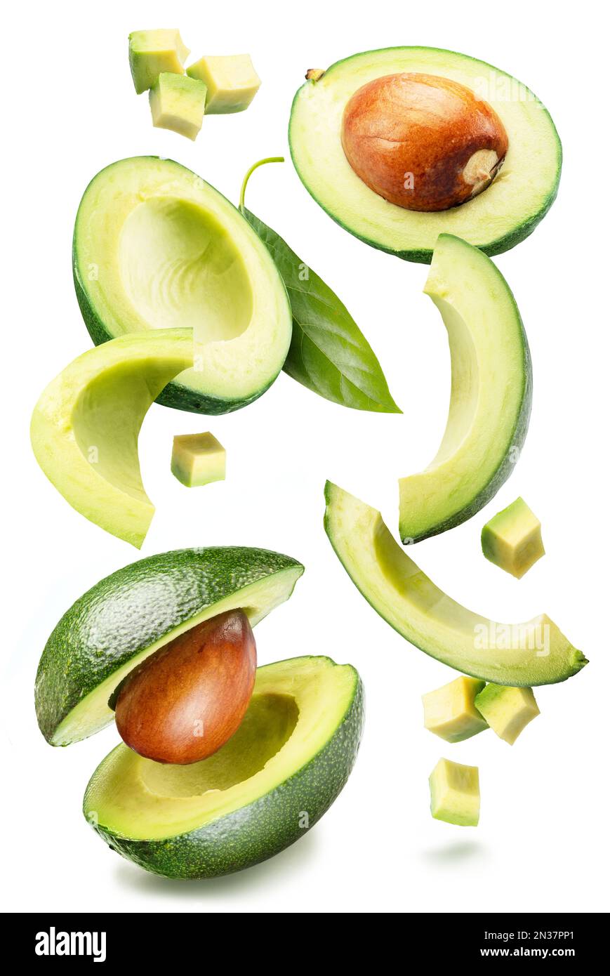 Flying fruits falling avocado Cut Out Stock Images & Pictures - Alamy