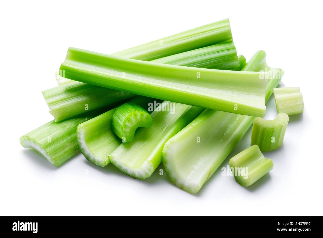 Pile of celery ribs isolated on white background Stock Photo - Alamy
