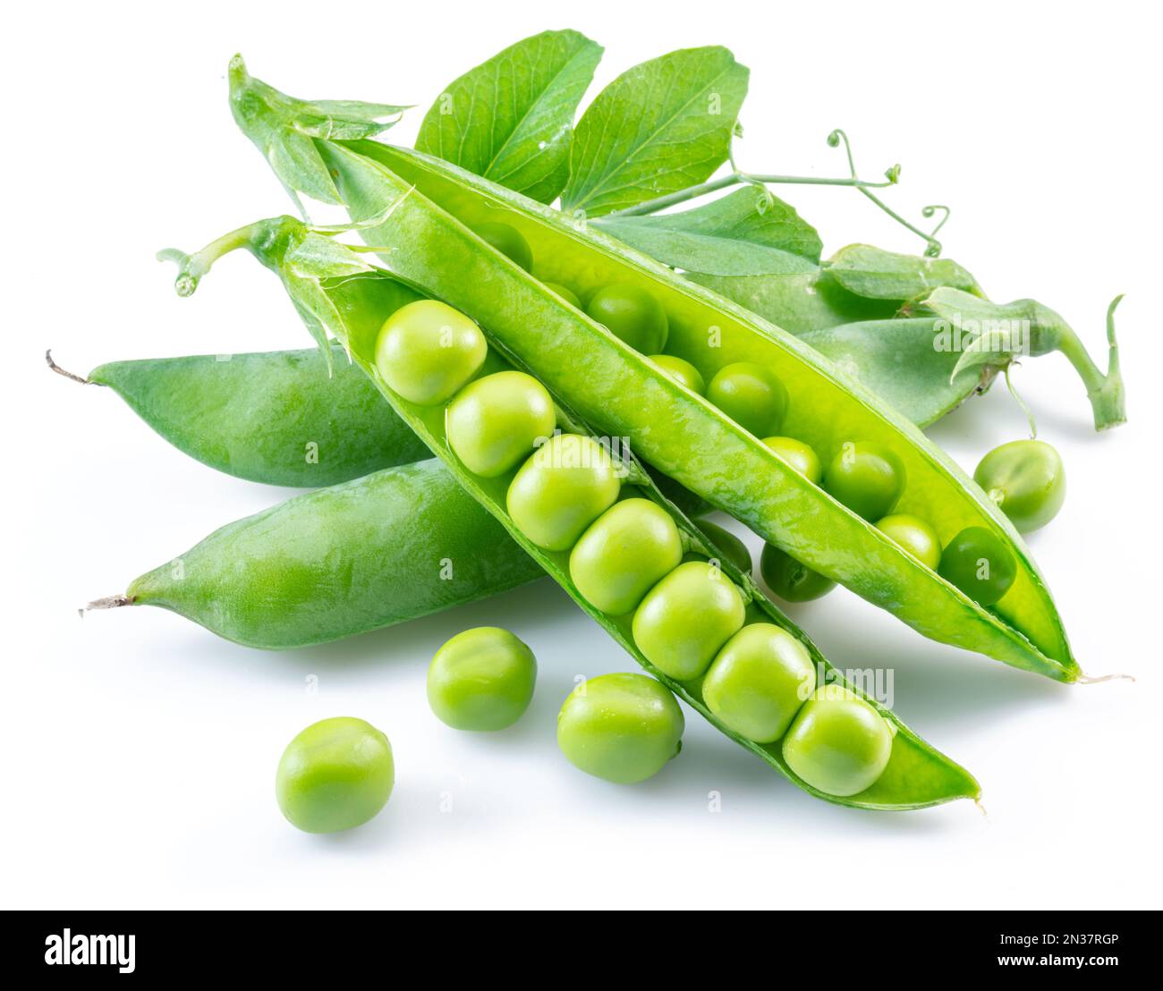 Perfect green peas in pod isolated on white background Stock Photo - Alamy