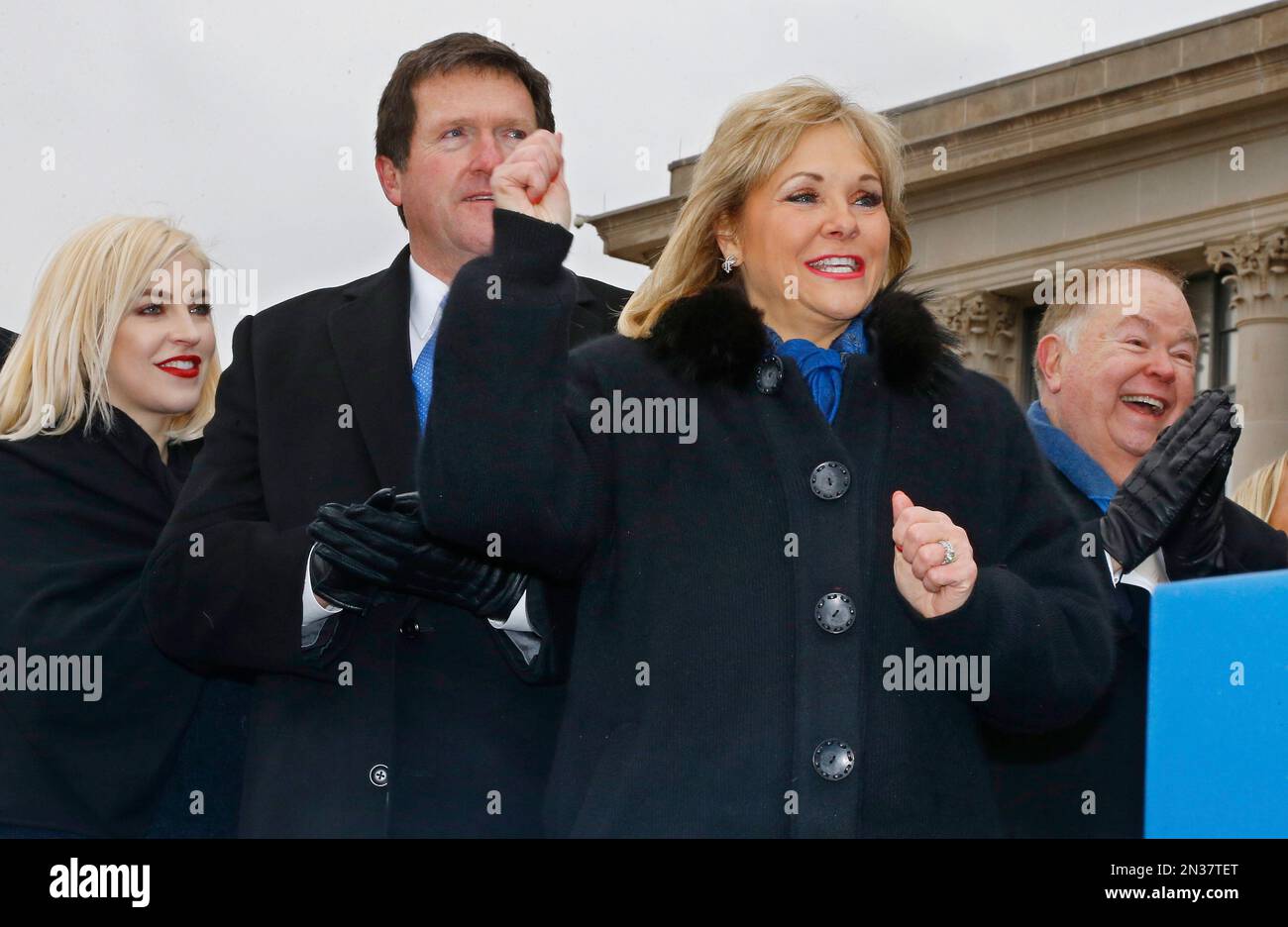 Oklahoma Governor Mary Fallin, second from right, gestures during the ...